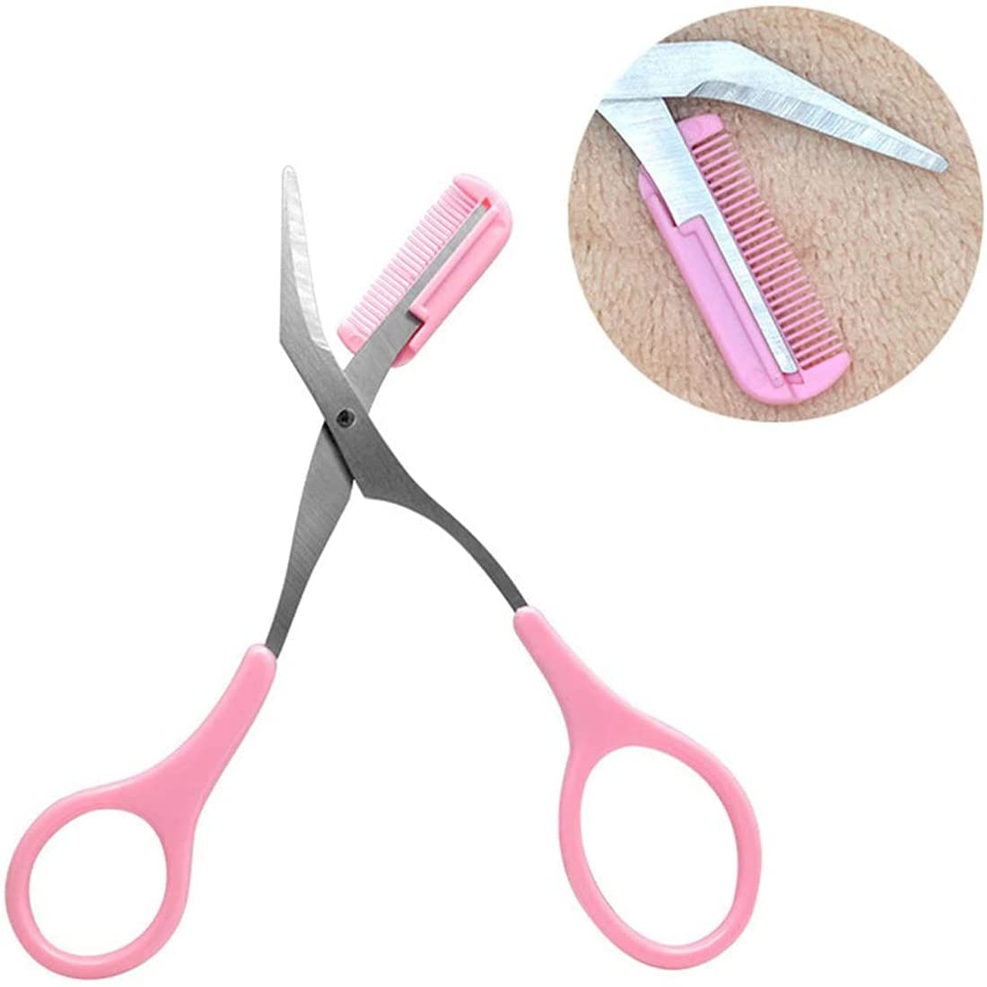 InfantLY Bright Eyebrow Trimmer Scissors With Comb Remover Makeup Tools Hair Removal Grooming Shaping Shaver Trimmer Eyelash Hair Clips