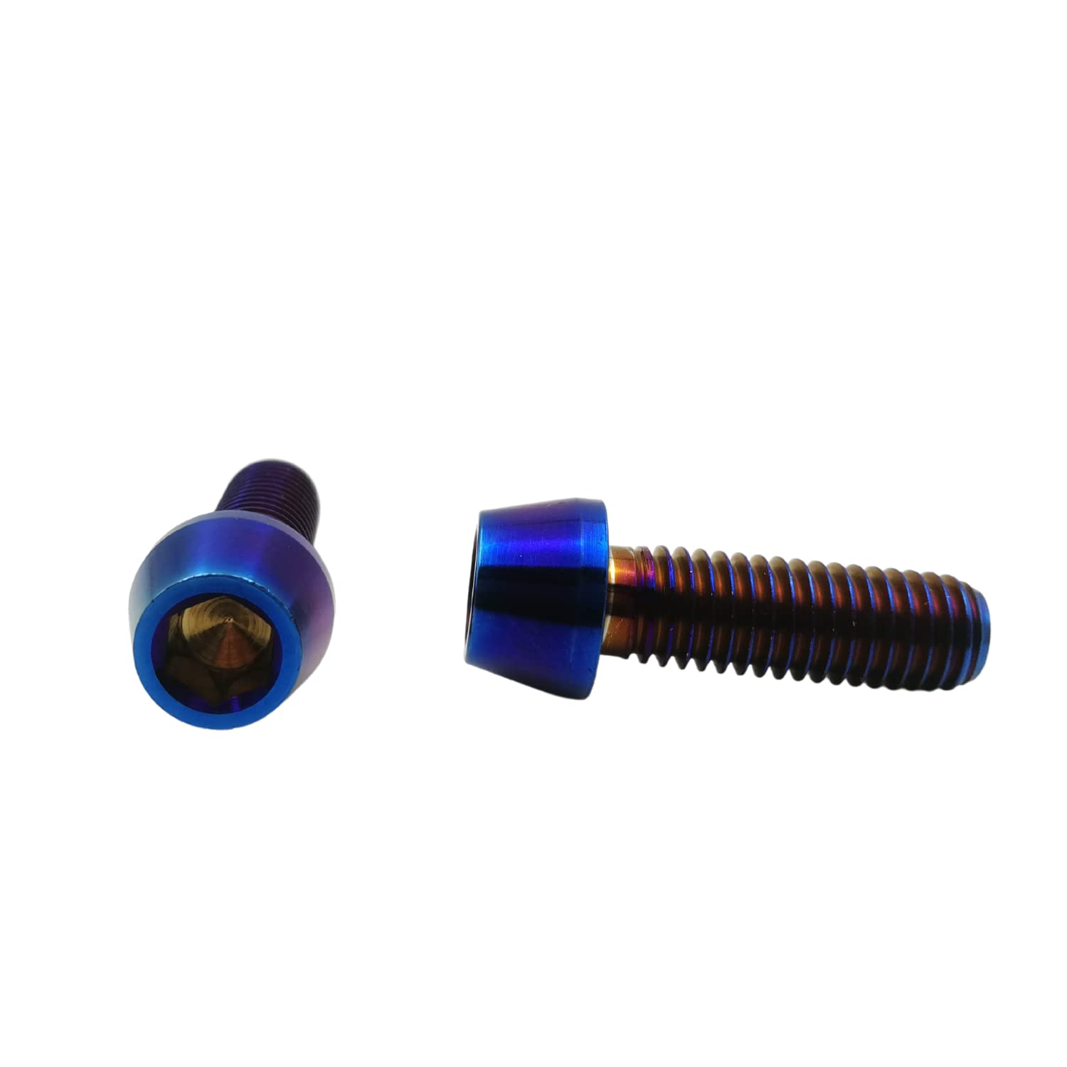 RISON Titanium Bolts Ti Bolt M6*1.0 * 25 Hex Tapered Socket Head 5Pcs Burnt Blue Titanium Hex Tapered Head Bolt Screw for Bike stem