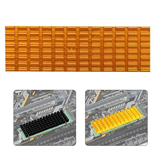 SSD Cooler, Durable SSD Heat Sink Aluminum Alloy Effective PCIE M. 2 SSD 2280 for Laptop(Gold)