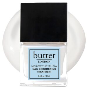 butter london nail strengthener for damaged nails, mellow the yellow - nail hardener & strengthener polish exfoliates, brightens & rejuvenates yellow & dry nail beds & roots - nail care products