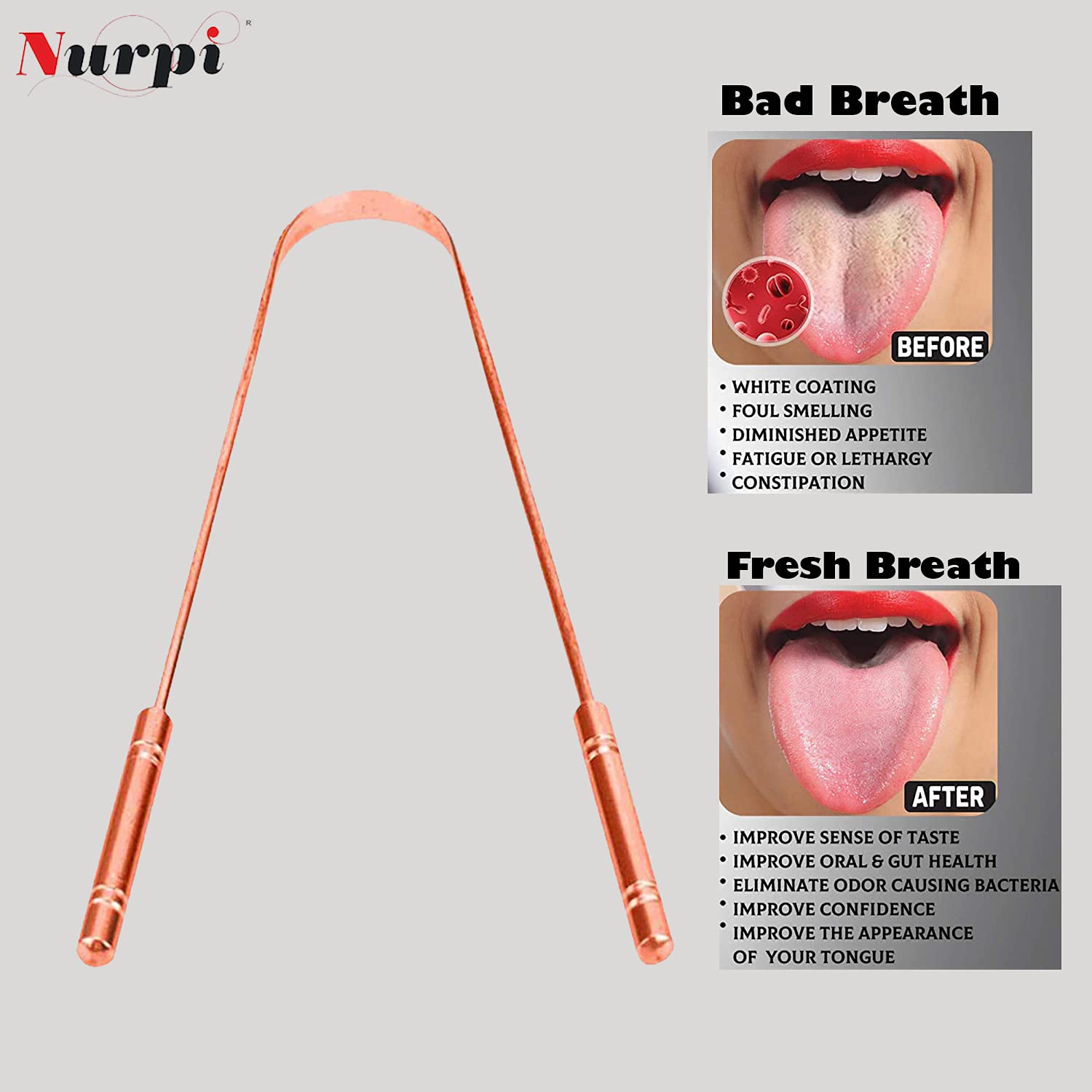 Nurpi copper premium tongue cleaner pack of 3