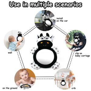 Inbeby Baby Mirror Toys, Multi-Function Baby Mirror High Contrast Black and White, Tummy Time Mirror Easy to Install, Baby Infant Boy Girl Toy & Gifts 3 6 12 Months Non-Toxic