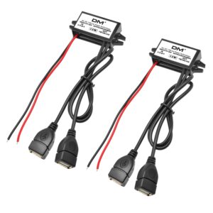 2-pack 12v to 5v usb, aideepen dc 12v 20v to 5v usb adapter dc 12v to usb dc buck converter module dc to dc car power converter(dual usb)