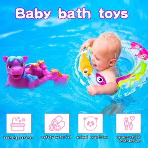 Kids Bath Toys Family Bath Set Horse,8 Pcs New Born Baby Floating Bathtub Toys Animal Rubber Squirting Water Games Pool Pleasure for Preschool Toddler,Unicorn Interactive Bathroom Shower Girls Gift