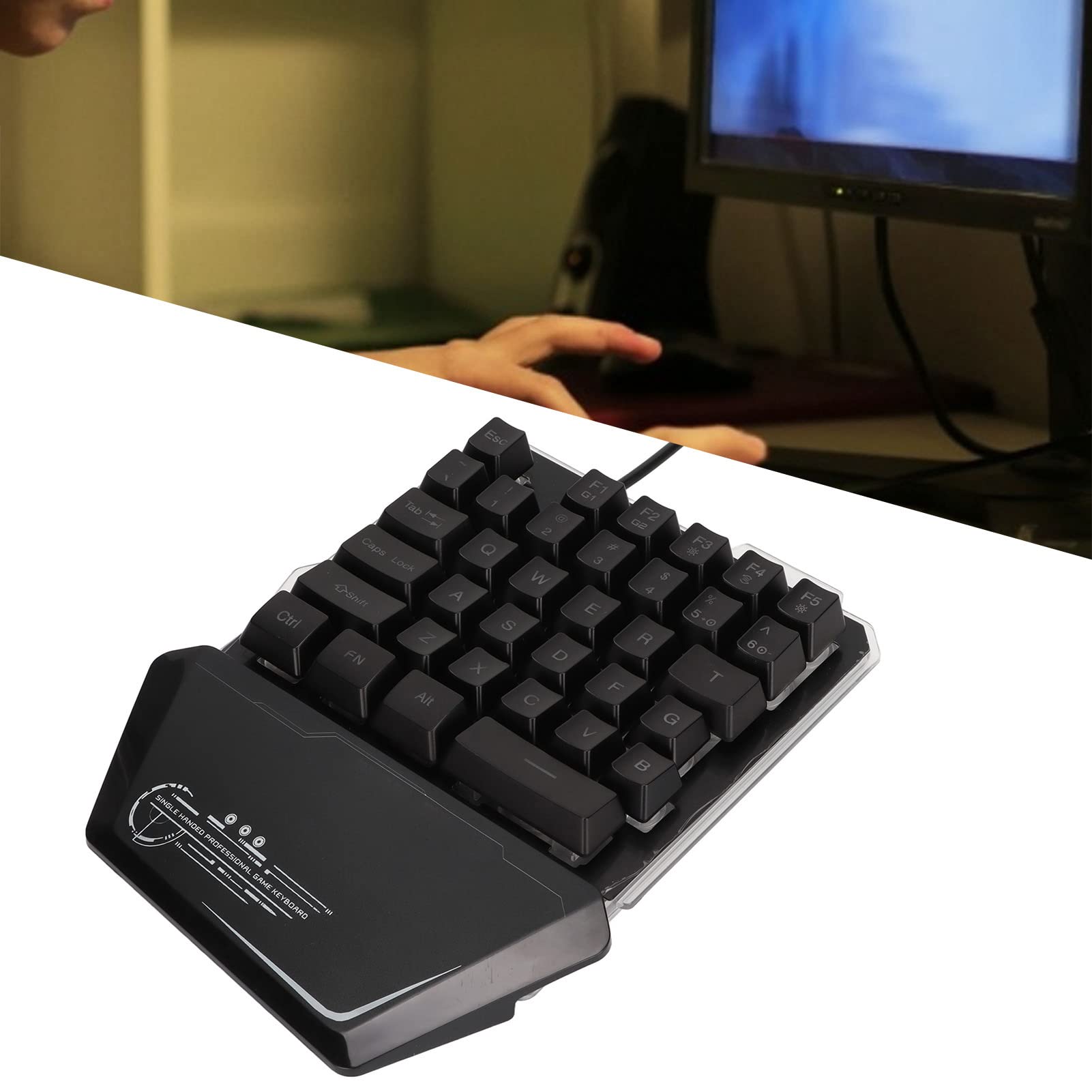 Shanbor One Handed Keyboard, Portable Small Gaming Keyboard for Home for Office