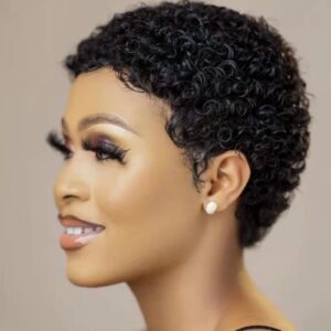 guree hair glueless wear and go wig for black women glueless brazilian kinky short curly wigs for daily use (1b)