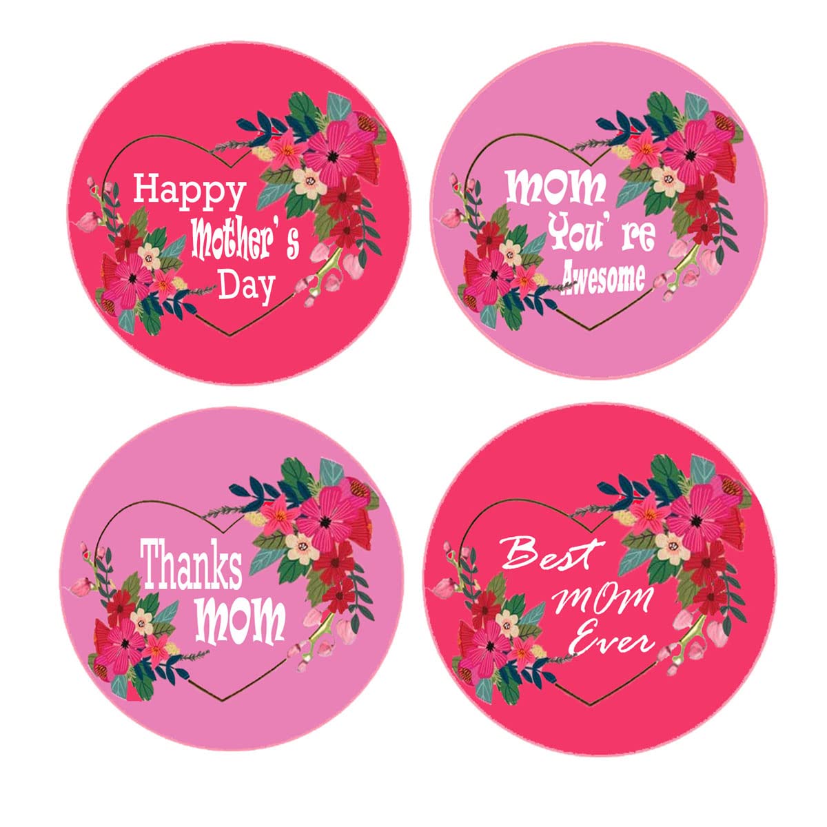 Remarkable Happy MotherDay Labels Stickers,2 Inch Best Mom Ever with Flowers Heart Gift Tag Wrap Stickers for Envelope Seals Card Boxes Party Favor Presents,Thanks Mom Stickers (252 Pcs)