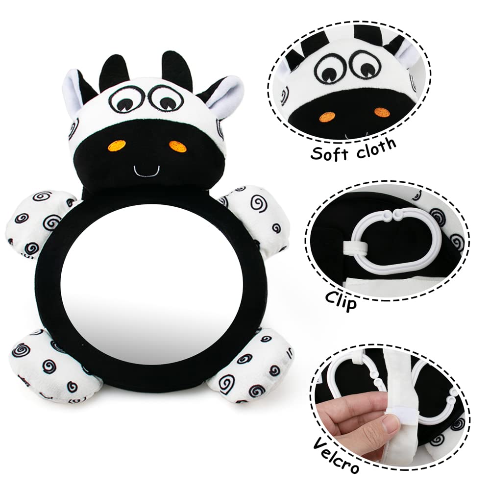 Inbeby Baby Mirror Toys, Multi-Function Baby Mirror High Contrast Black and White, Tummy Time Mirror Easy to Install, Baby Infant Boy Girl Toy & Gifts 3 6 12 Months Non-Toxic