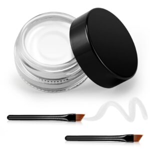 erinde white gel eyeliner, waterproof long lasting cream eyeliner gel pot, high-intensity pigments smudge-proof eye liner makeup, water-resistant eyeliner with 2pcs brushes 04# white