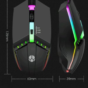 Guiheng Wired Gaming Mouse, Optical USB Mice for Laptop/Desktop, 800 to 1600 and RGB Light, Ergonomic with 4 Programmable Buttons for Computer Windows 7/8/10/XP Vista Linux Chromebook PC