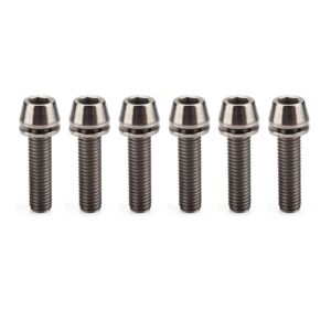 titanium hex bike stem bolts m5x16mm tapered head with washer screws 6pcs for mtb bicycle steering handlebar part (titanium color)