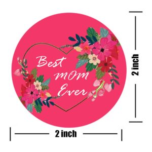 Remarkable Happy MotherDay Labels Stickers,2 Inch Best Mom Ever with Flowers Heart Gift Tag Wrap Stickers for Envelope Seals Card Boxes Party Favor Presents,Thanks Mom Stickers (252 Pcs)