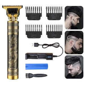 vacto cordless hair clipper, zero gapped t-blade trimmer rechargeable beard trimmer, professional hair clippers with 4 guide combs hair grooming set for men (bronze)