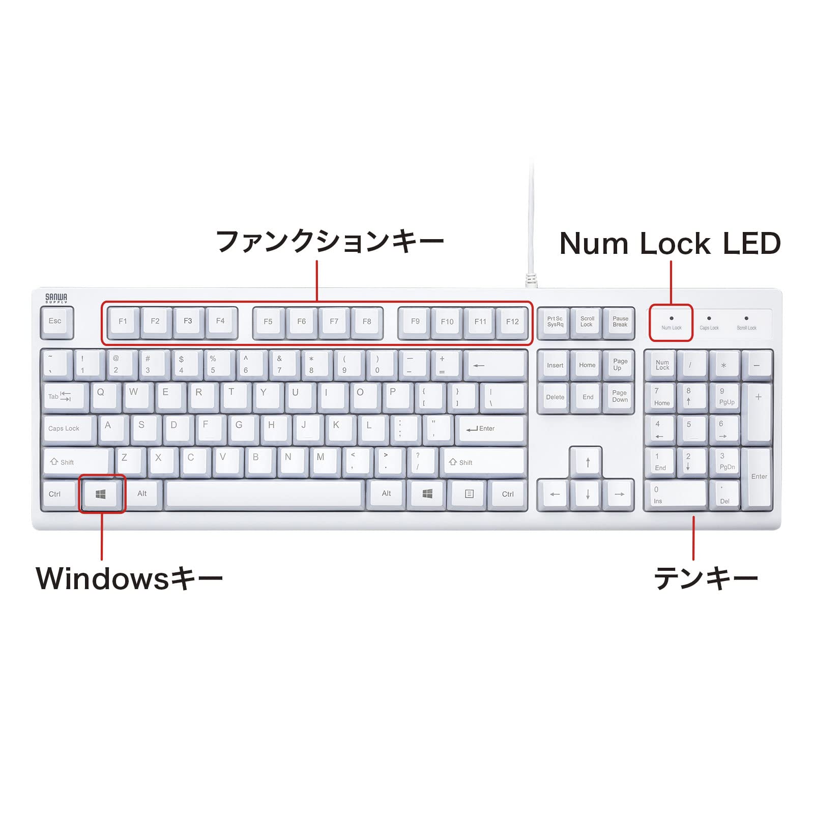 Sanwa Supply SKB-E5UW English USB Keyboard (White)