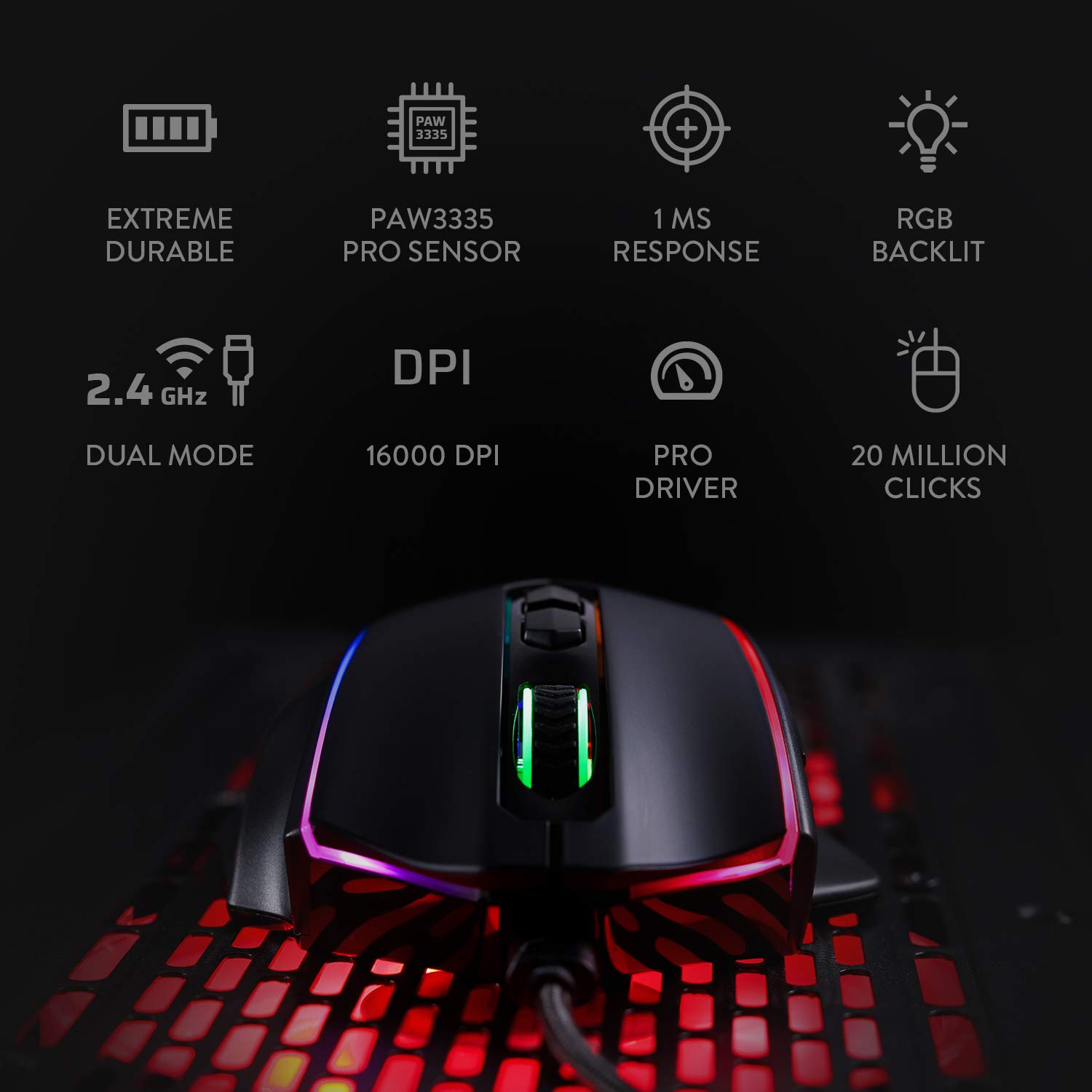 Redragon M686 Vampire Elite Wireless Mouse & K631 Castor 65% Wired RGB Gaming Keyboard Bundle