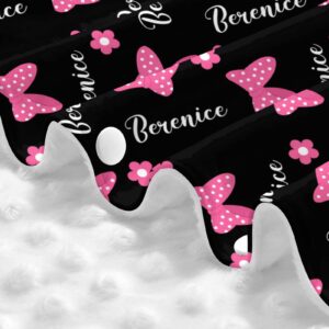 TOMASIAN Personalized Pink Bows Baby Car Seat Canopy for Girls with Name, Custom Infant Seats Covers Girl, Peekaboo Minky Nursing Breastfeeding Stroller Cover Canopies Newborn, 27.5in x 39in