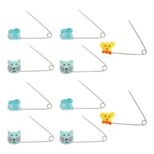 patkaw animal pin clasp 10pcs diaper pins, safety diapers pins safety pin stainless steel pin with locking closure, random color brooch pin