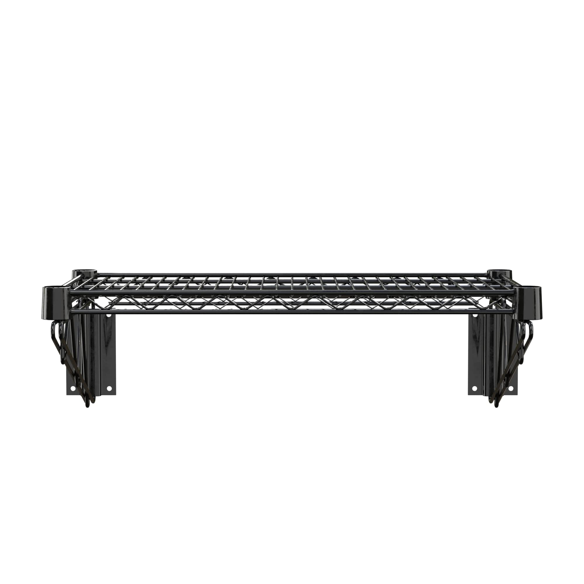 Krollen Industrial 14" x 24" Black Epoxy Wire Wall Mount Shelf