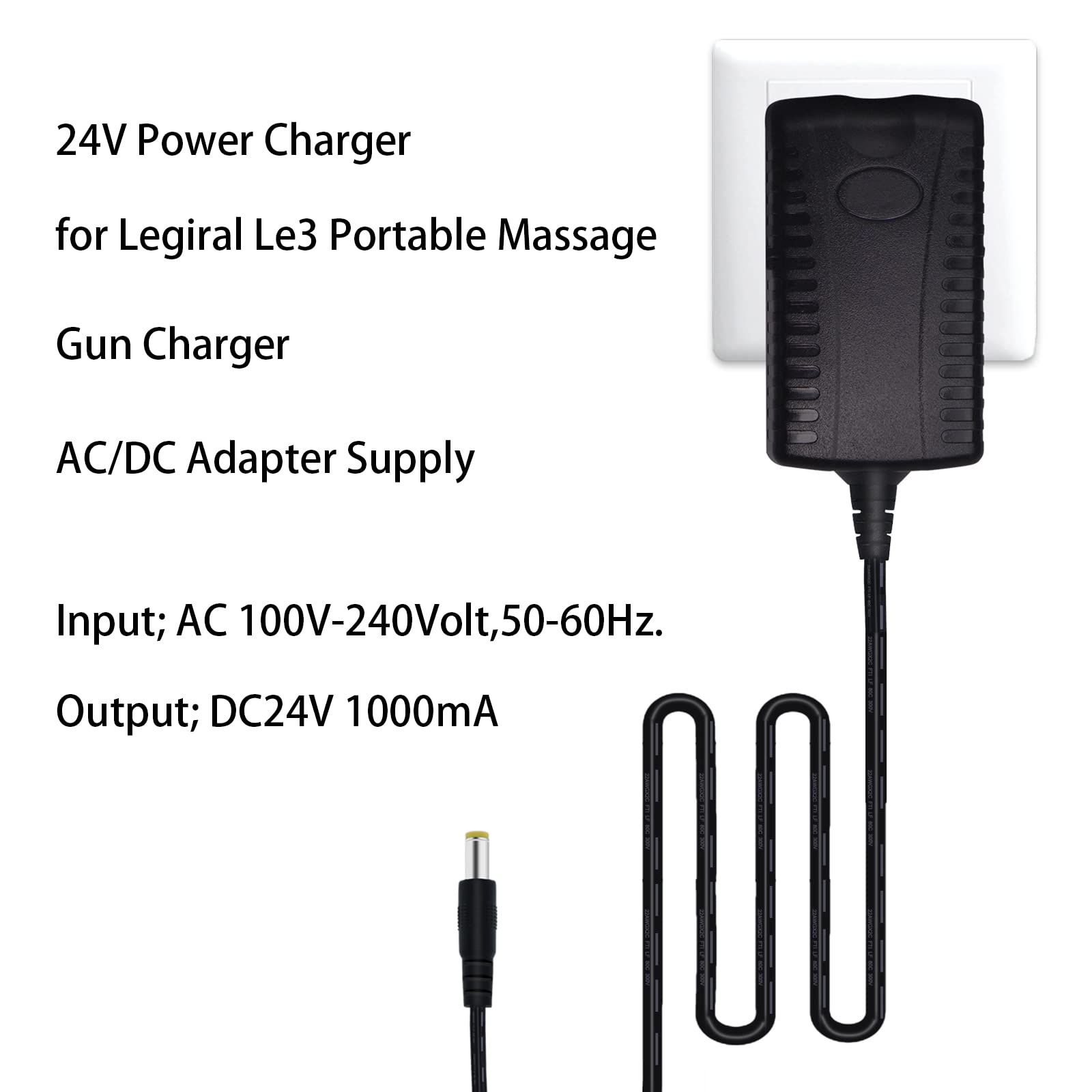 24V Power Charger for Legiral Le3 Le6 Le9 Le11 Portable Massage Gun Charger AC/DC Adapter Supply