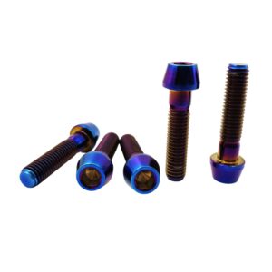 RISON Titanium Bolts Ti Bolt M8*1.25 * 25 Hex Tapered Socket Head 5Pcs Burnt Blue Titanium Hex Tapered Head Bolt Screw for Bike stem