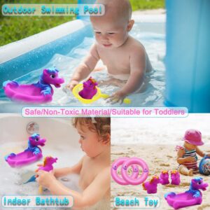 Kids Bath Toys Family Bath Set Horse,8 Pcs New Born Baby Floating Bathtub Toys Animal Rubber Squirting Water Games Pool Pleasure for Preschool Toddler,Unicorn Interactive Bathroom Shower Girls Gift