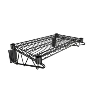 krollen industrial 14" x 24" black epoxy wire wall mount shelf