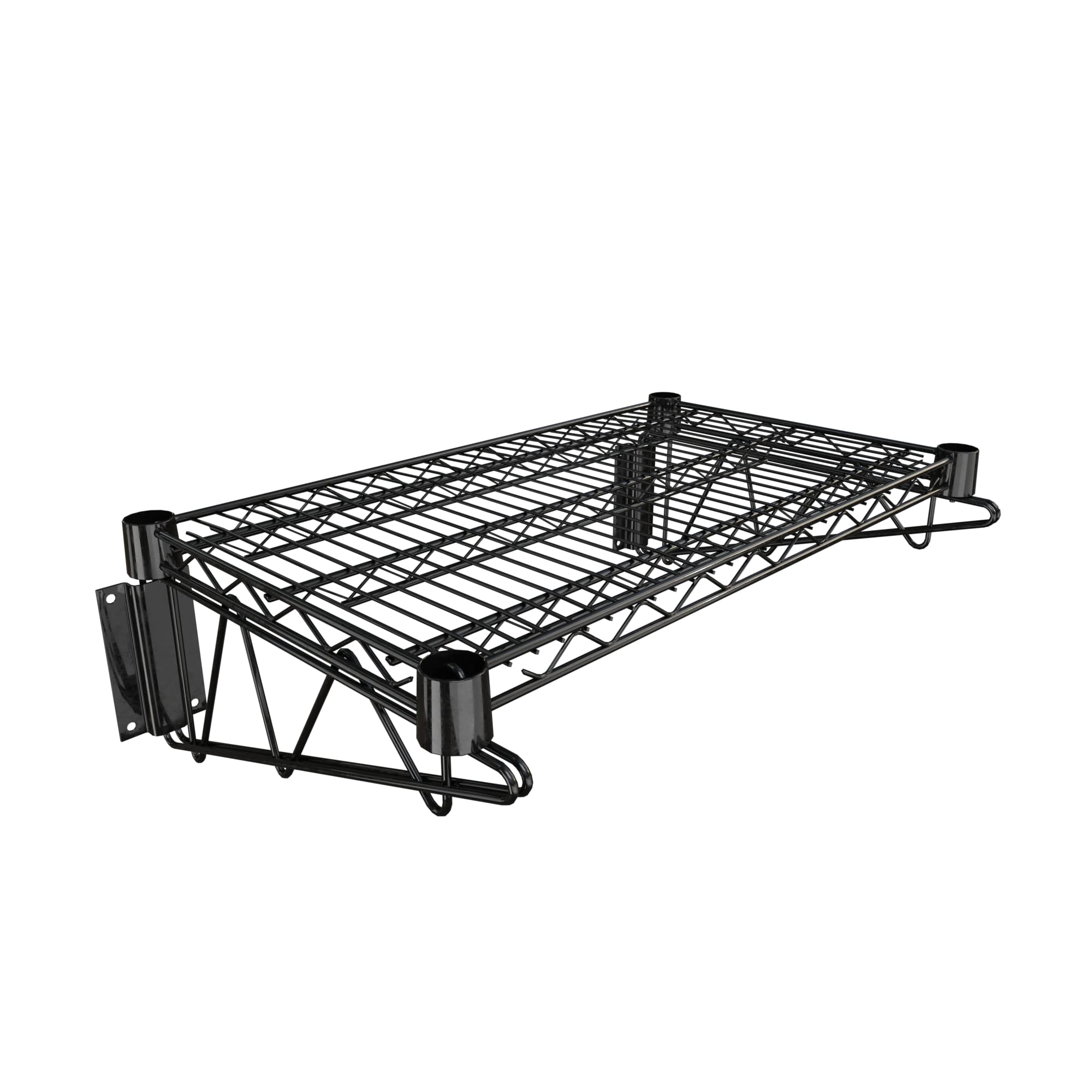 Krollen Industrial 14" x 24" Black Epoxy Wire Wall Mount Shelf