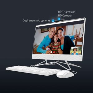 HP 2022 Newest 22-inch FHD All-in-One Desktop Computer Dual-Core AMD Athlon Silver 3050U 32GB DDR4 RAM NVMe M.2 1TB SSD DVD WiFi AC BT RJ45 Webcam Windows 11 Home White w/RE USB3.0 Flash Drive