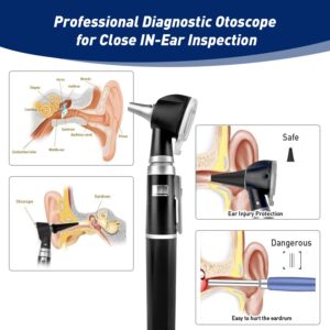 SCIAN 2nd Generation Ear Scope Otoscope with Light, Diagnostic Ear Care Tool with LCD Screen - Pocket Medical Otoscope Set for Nurse,Children,Adults,Pets(Black)