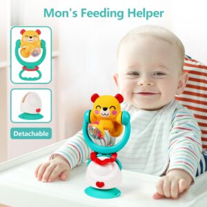 iPlay, iLearn Baby High Chair Toys, Infant Suction Table Rattle Set 6-12 Month, Early Development Grab Spin Sensory Stocking Gift Stuffer for 9 18 Month, 1 2 3 Year Old Toddler Boy Girl-Octopus & Bear