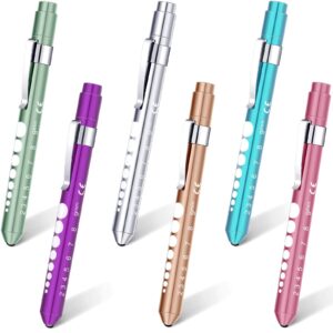 penlight for nurse pen light led reusable pen light with pupil gauge nurses pin light for torch medical students doctors daily use with pocket clip nurse gifts(6 pieces,fresh colors)