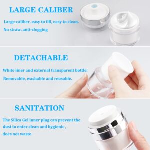 Cream Jar Vacuum Bottle with Cosmetic Spatula,TSA Approved Travel Bottles-Refillable Travel Size Containers for Creams Gels Lotions Face Body Hand Cream(2 Pieces)