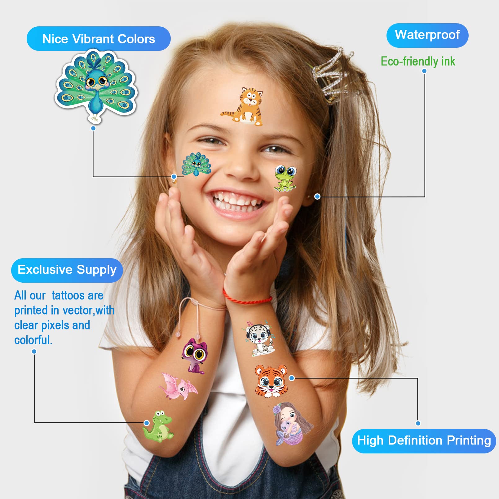 Aresvns Children's Temporary Tattoos Value Pack,1000+ pcs Cute fake tattoos for boys and girls,Kids Party Supplies Gifts Waterproof Non-toxic and Easy to Remove