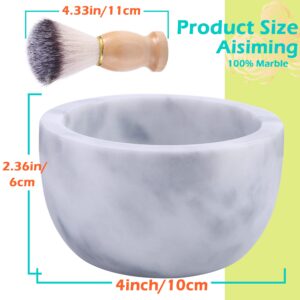 aisiming Marble Shaving Bowl for Shaving Soap & Cream, Shave Soap Cup Keep Warm Better, Produce Rich Foam Shaving Mug, Easy to Lather, Shaving Cup Gift for Men(White Grey)