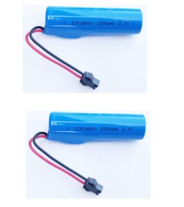 forcetekdata 2 pack 3.7v 2200mah icr18650 rechargeable lithium ion battery with sm 2p plug