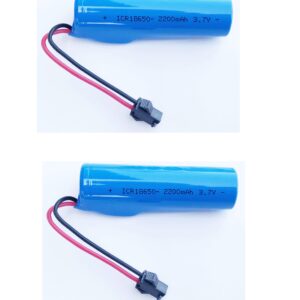 FORCETEKDATA 2 Pack 3.7v 2200mAh ICR18650 Rechargeable Lithium Ion Battery with SM 2P Plug