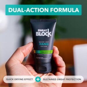 SweatBlock Antiperspirant Hand Lotion for Men & Women - Quick-Dry Hyperhidrosis Aid to Stop Excessively Sweaty Palms - Non-Irritating - Dermatologist Tested Formula - Travel Size 1.69 fl oz