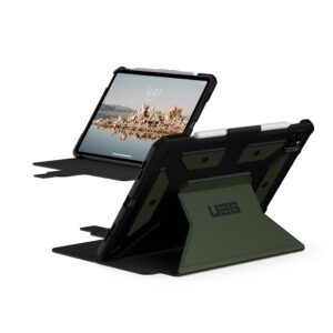 urban armor gear uag designed for ipad air 10.9 inch case ipad 5th generation 2022 case green olive rugged smooth exterior multi-angle viewing folio w/pencil holder metropolis se protective cover