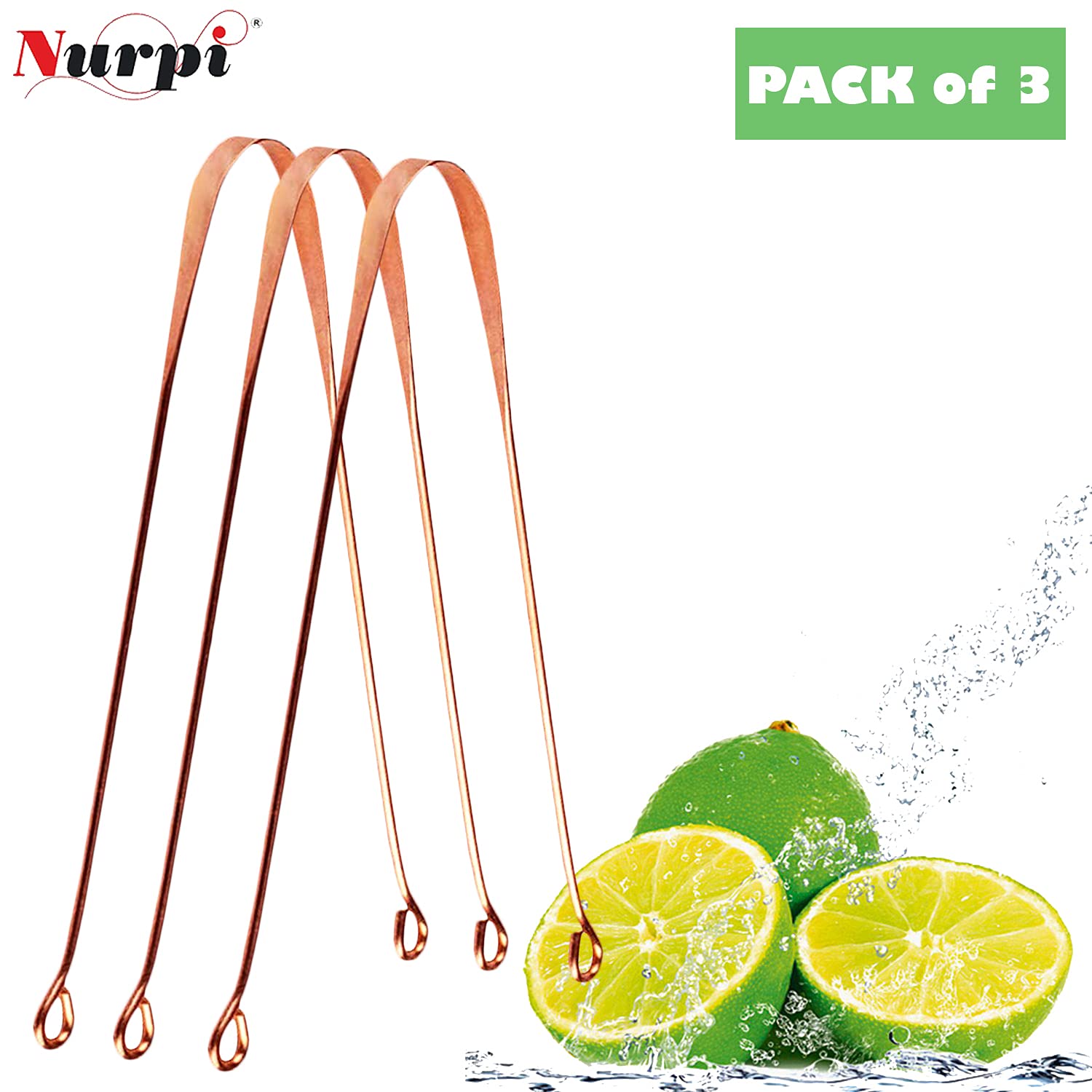 NURPI PURE COPPER TONGUE CLEANER pack of 3