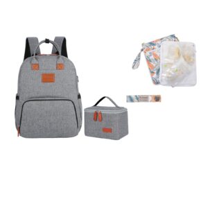 v-coool breast pump bag backpack for work mom (gray) and breast pump parts wet bag(leaves)