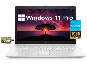 hp 17 business laptop computer, 11th gen intel core i3-1115g4, 17.3" fhd display, windows 11 pro, 12gb ram 512gb ssd, hdmi, wi-fi, bluetooth, webcam, 32gb durlyfish usb card