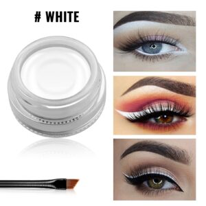 Erinde White Gel Eyeliner, Waterproof Long Lasting Cream Eyeliner Gel Pot, High-Intensity Pigments Smudge-Proof Eye Liner Makeup, Water-Resistant Eyeliner with 2PCS Brushes 04# White