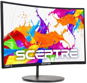 sceptre curved 24" gaming monitor 75hz hdmix2 vga 98% srgb r1500 build-in speakers, machine black 2022 (c249w-1920rn series) (renewed)