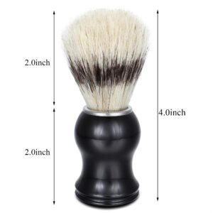 CCbeauty Mens Shaving Brush and Bowl Set, 4 in 1 Bristle Shave Brushes Kit with Stainless Steel Shaving Bowl & Soap Mug, Safety Razor Stand, Birthday Dad Gifts Set for Men, White Soap 3.5Oz