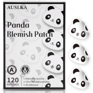 auslka panda pimple patches- 120 patches, hydrocolloid spot dots - blemishes patch - facial skin care, for zits, blemishes, & breakouts