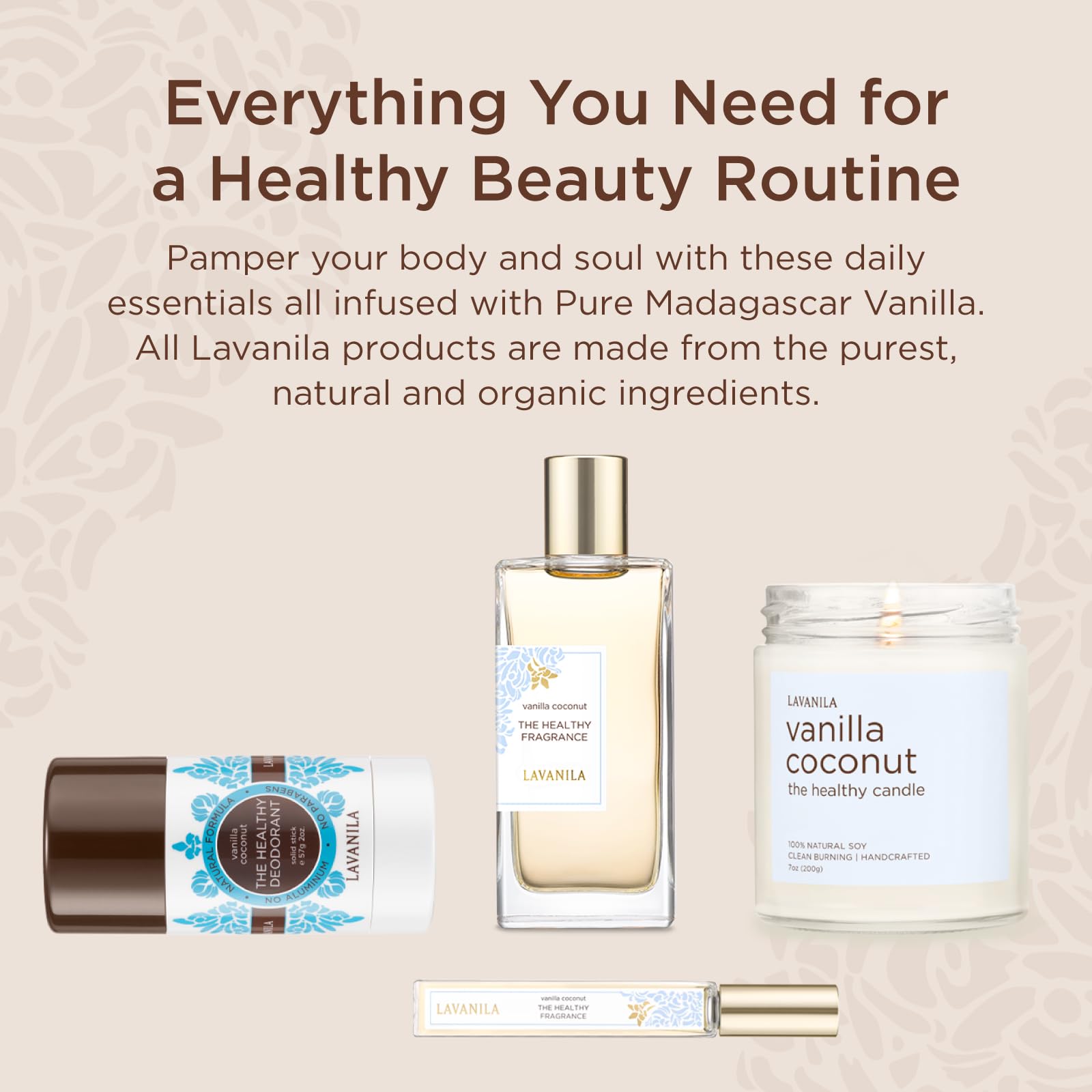 Lavanila - The Healthy Fragrance Clean and Natural, Vanilla Coconut Perfume Set (1.7 oz. + 0.34 oz.)