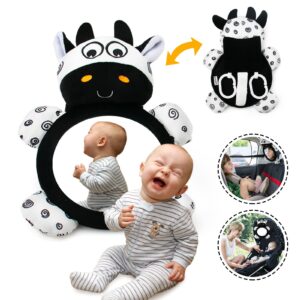 inbeby baby mirror toys, multi-function baby mirror high contrast black and white, tummy time mirror easy to install, baby infant boy girl toy & gifts 3 6 12 months non-toxic