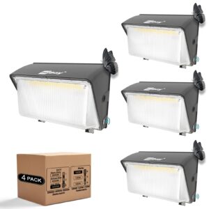 HiBay Dusk to Dawn LED Wall Pack Lights, 20010LM 150W Eqv. 400-600W HPS/HID, Outdoor Commercial Security Flood Light, IP65 Photocell Lighting Fixtures for Garage Warehouse -4 Pack