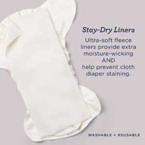 Esembly Cloth Diaper Stay-Dry Fleece Diaper Liner, Moisture-Wicking, Keeps Baby Dry, Prevents Staining, Protects Diaper, Easier to Clean, Washable, Reusable, Super-Soft, 12-Pack, One Size