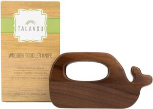 talavou montessori wooden knife for kids, toddlers – kid safe, ergonomic, whale toddler knife for ages 2 & up – real cooking utensils & kitchen tools foster autonomy & dexterity, 6.3x3.5x0.6 in.